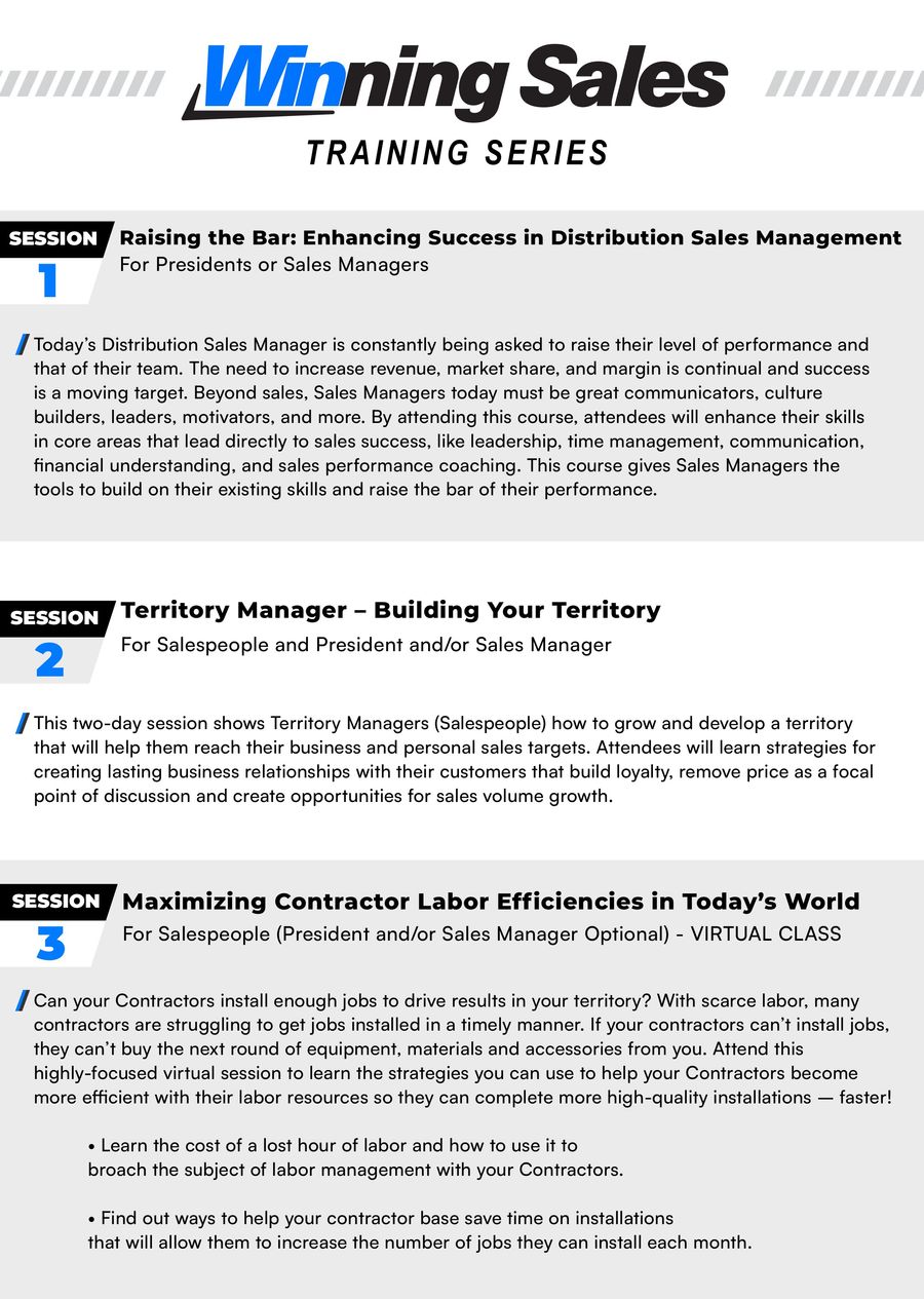 WINning Training Series Course Descriptions by Winsupply