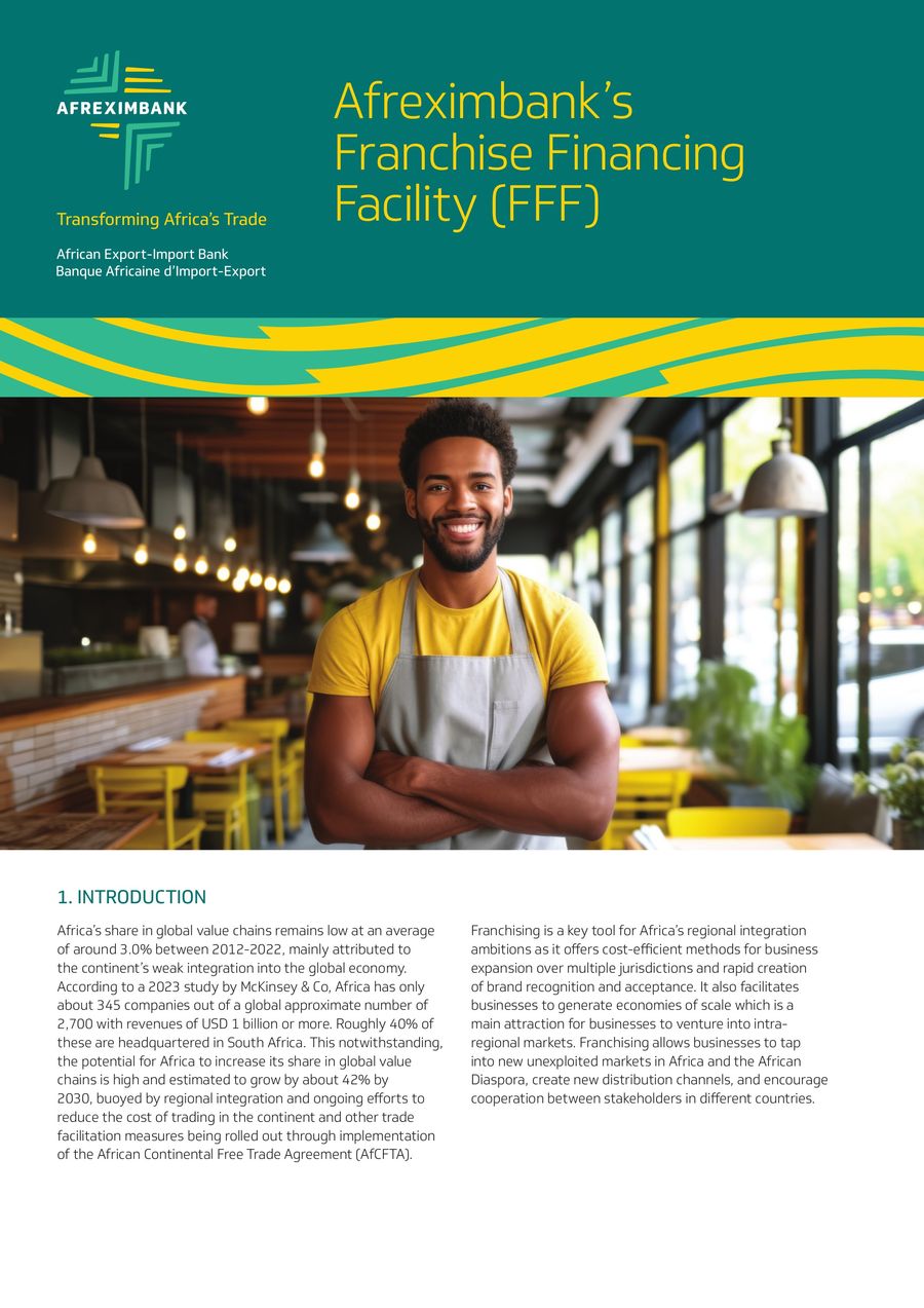 FRANCHISE FINANCING FACILITY (FFF) Flyer by African Export-Import Bank