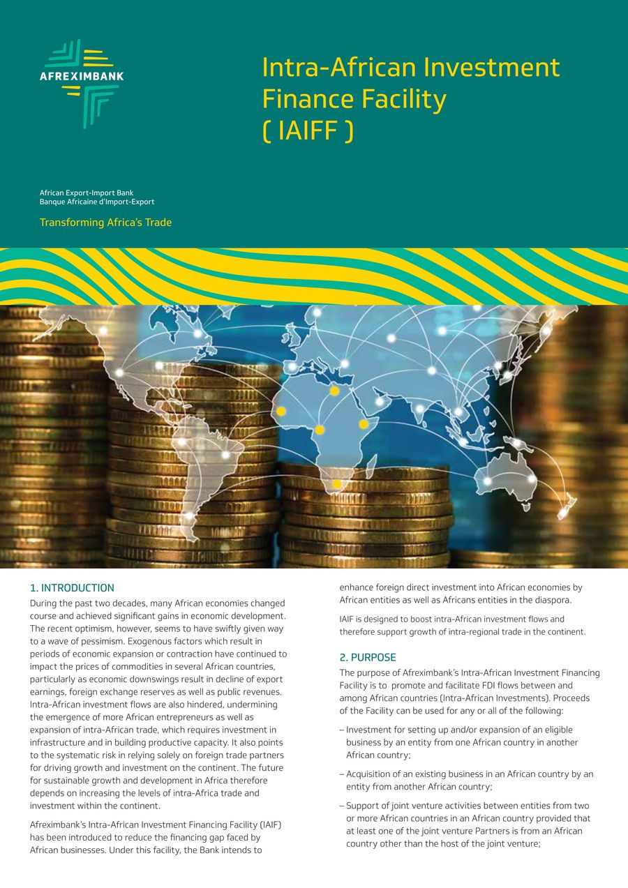 Intra-African Investment Finance Facility by African Export-Import Bank
