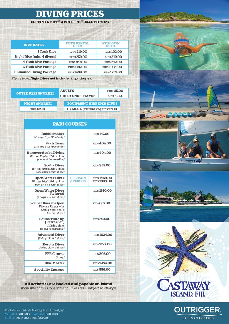 Diving Prices by OUTRIGGER... - Flipsnack