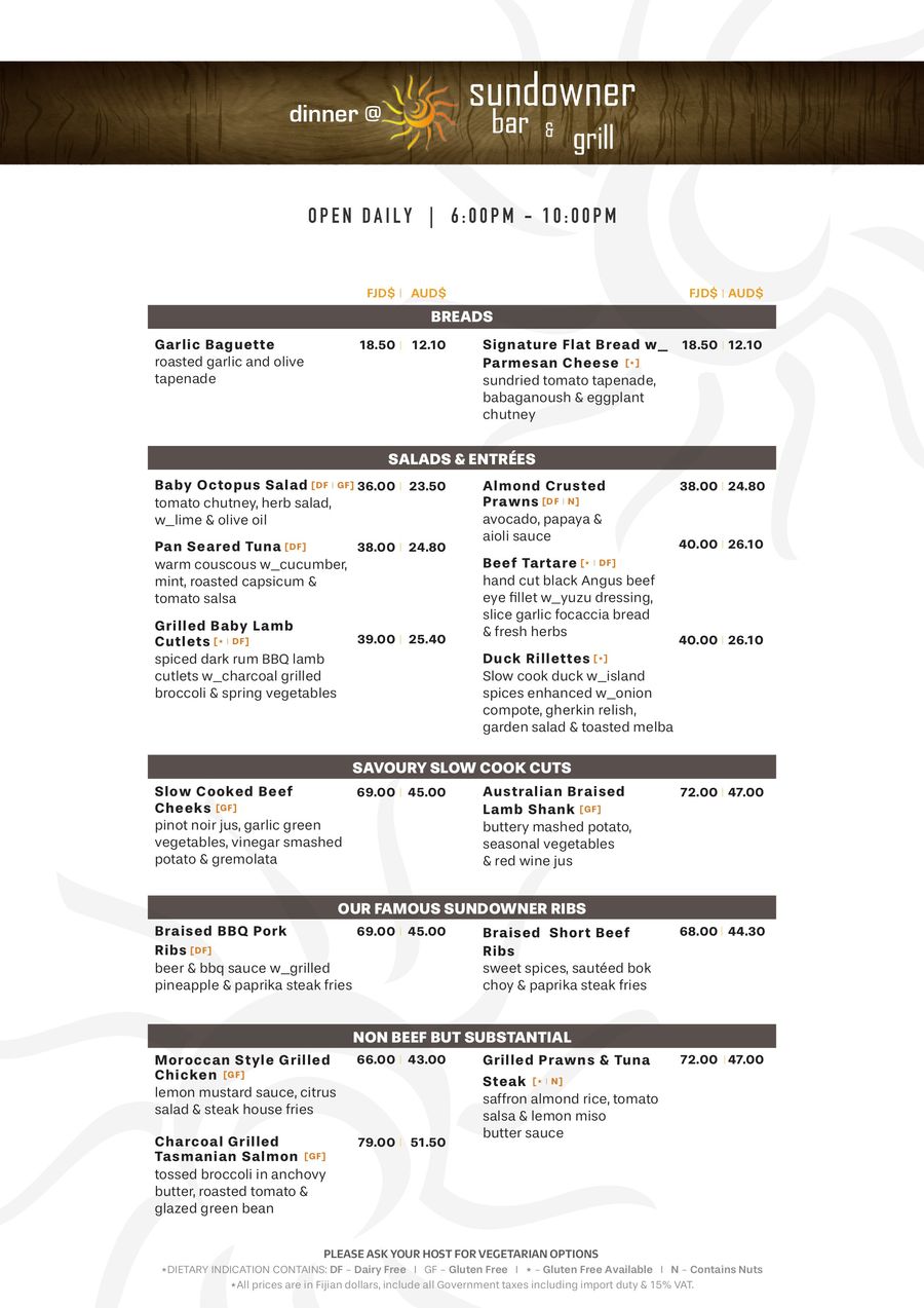Baravi and Sundowner Menu by OUTRIGGER... - Flipsnack