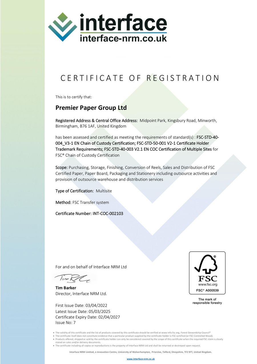 Premier Paper Group FSC Certificate by WBC - Flipsnack