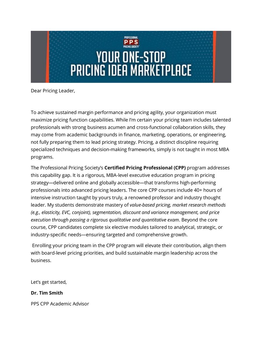Team CPP Letter by Pricing Society - Flipsnack
