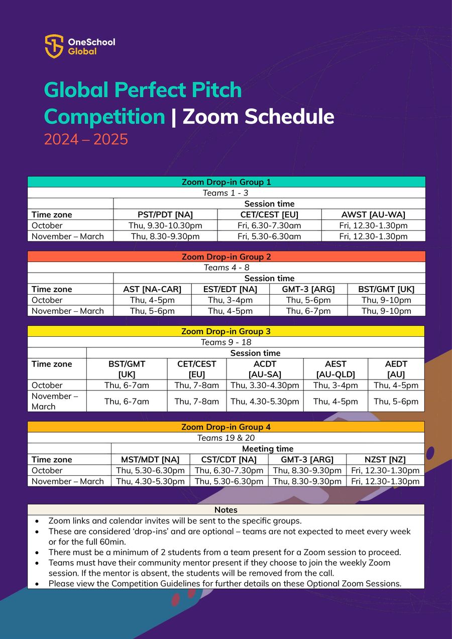 Global Perfect Pitch Competition - Zoom Schedule by Info |... - Flipsnack