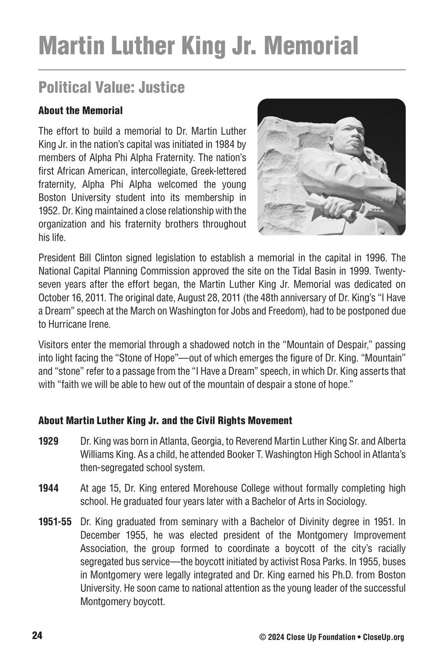 FY24 HS Student Guidebook MLK by Close Up Foundation - Flipsnack