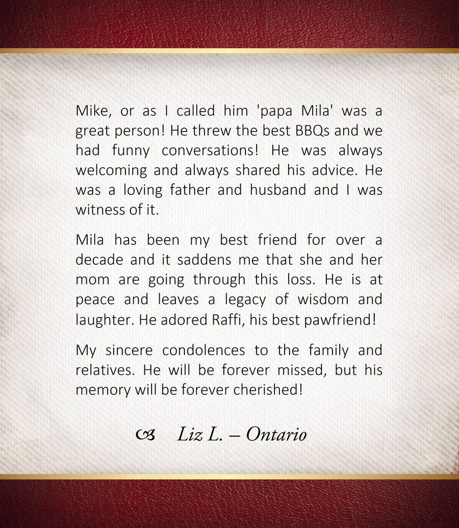 Condolence messages for Mike Milic and family by Christian... - Flipsnack