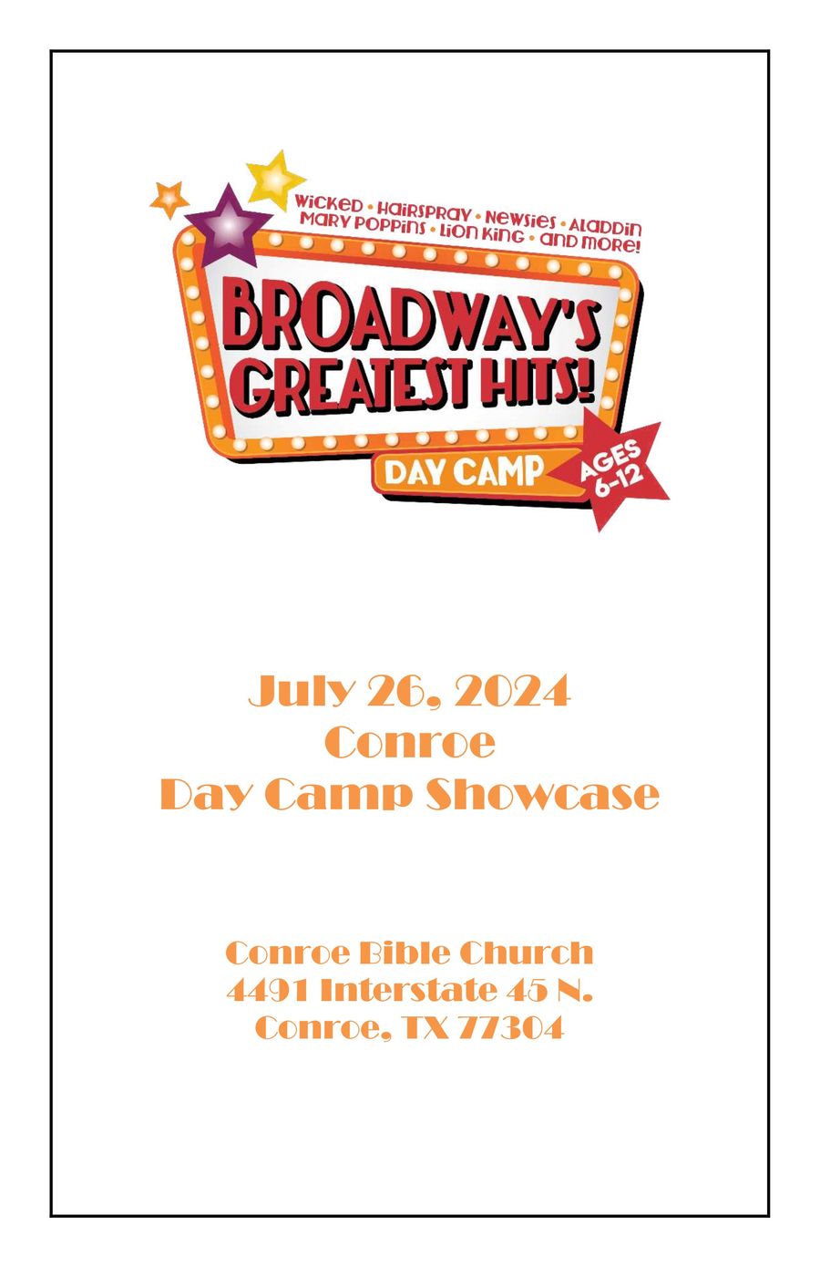 Conroe Bible Church Day Camp Showcase Program by Jennifer Solomon ...