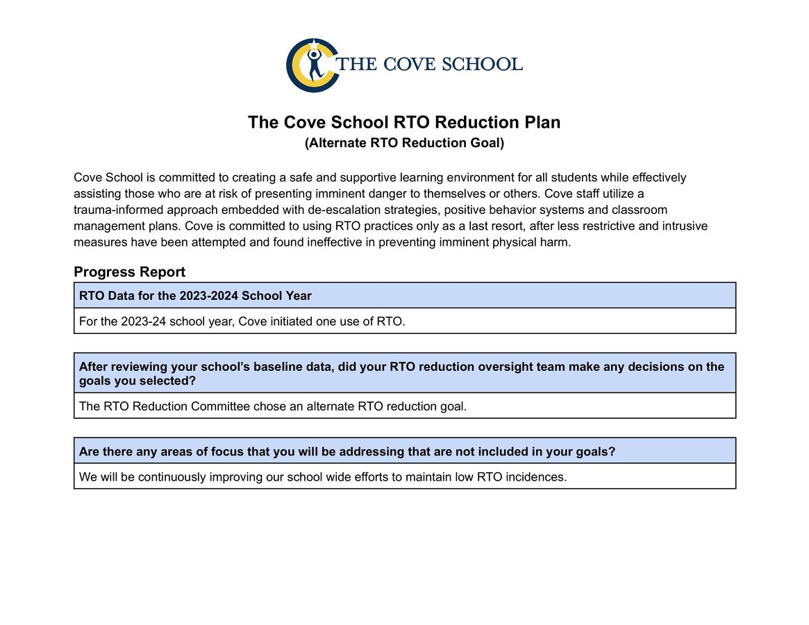 Cove School RTO Reduction Plan 2024 by Cove School - Flipsnack