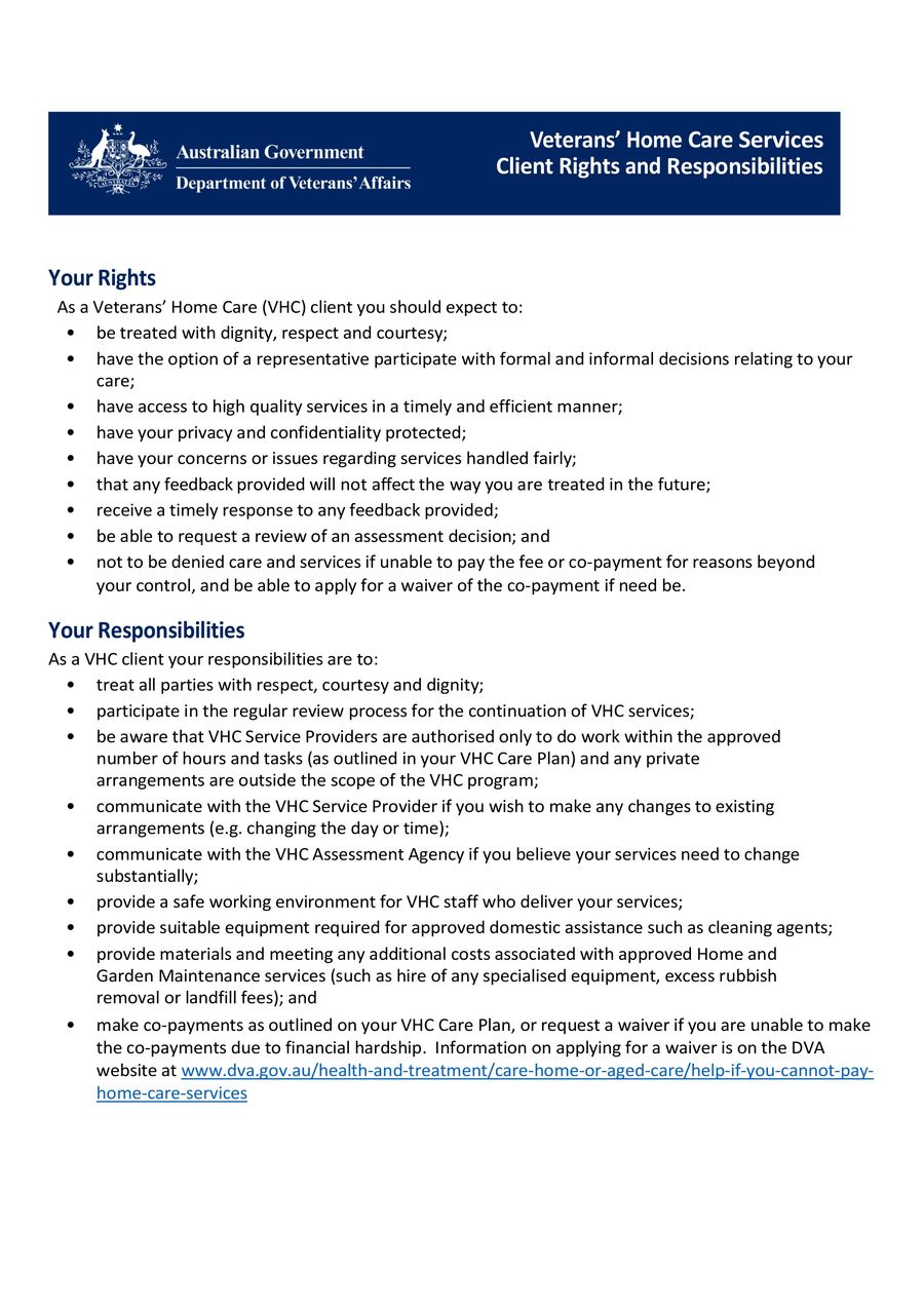 VHC Client Rights and Responsibilities by... - Flipsnack