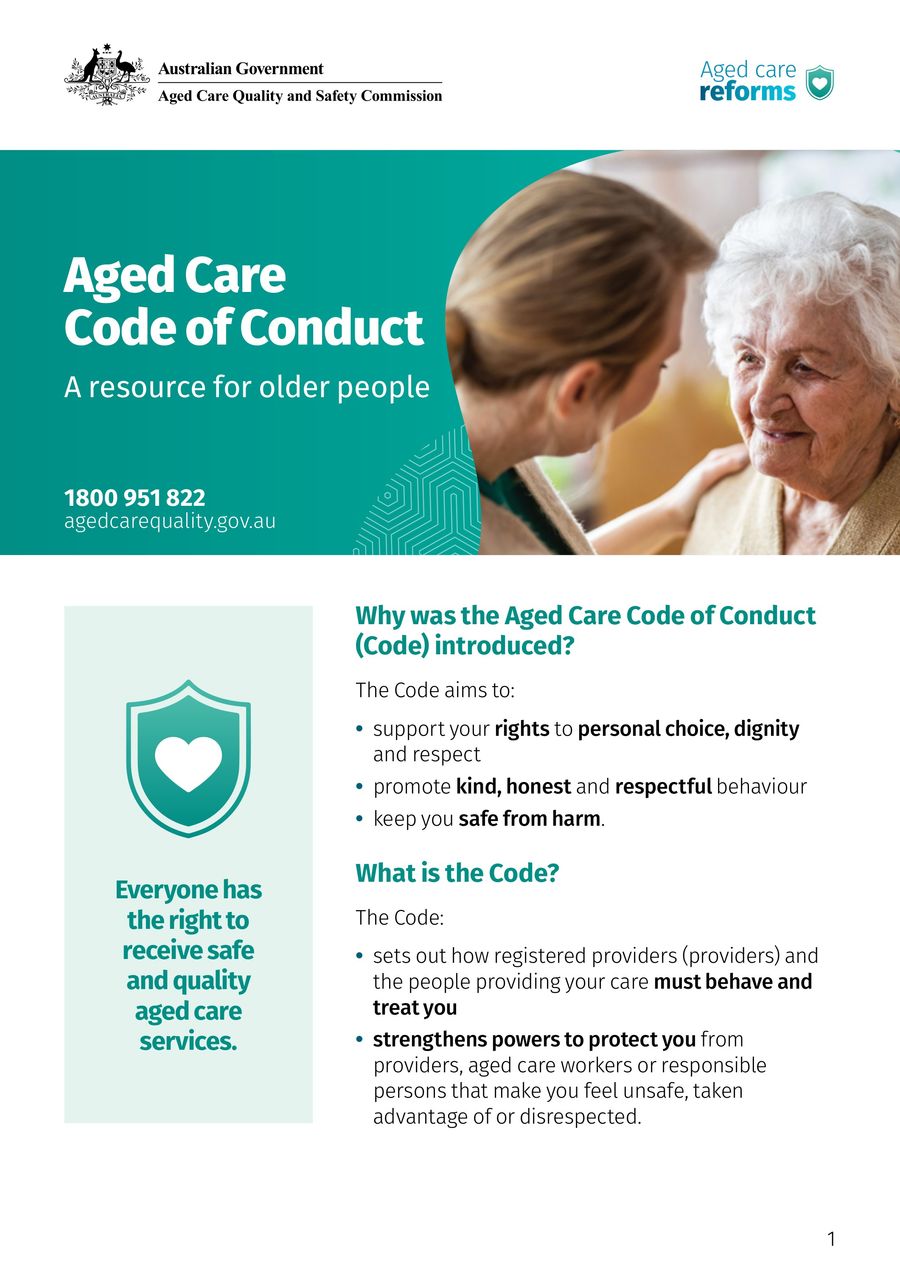 Code of Conduct for Aged Care Consumer - Fact sheet by... - Flipsnack