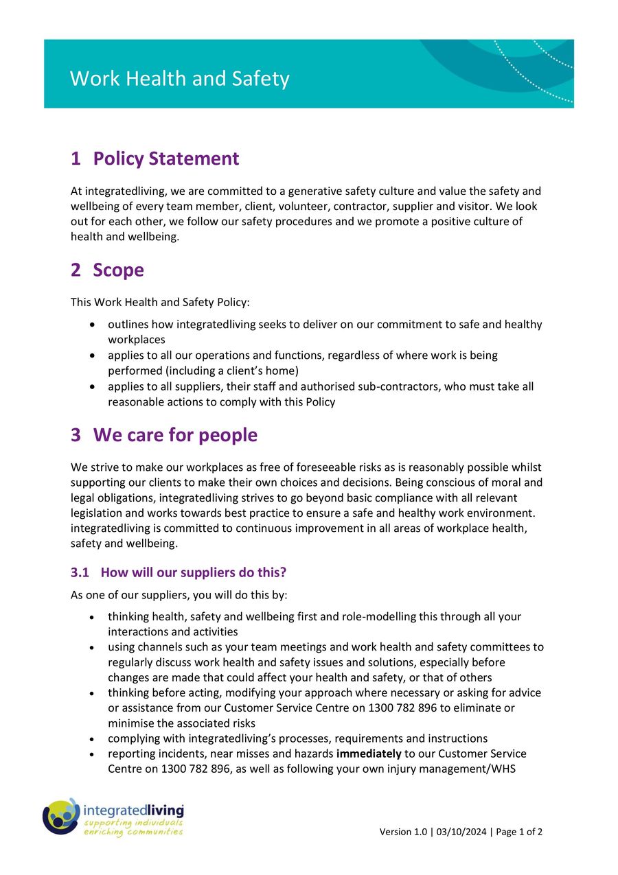 Supplier WHS Policy (Version 1.0) by... - Flipsnack
