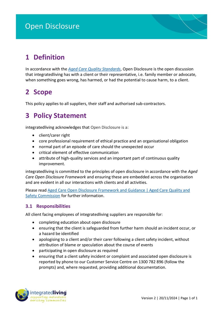 Supplier Open Disclosure Policy (Version 2) by... - Flipsnack