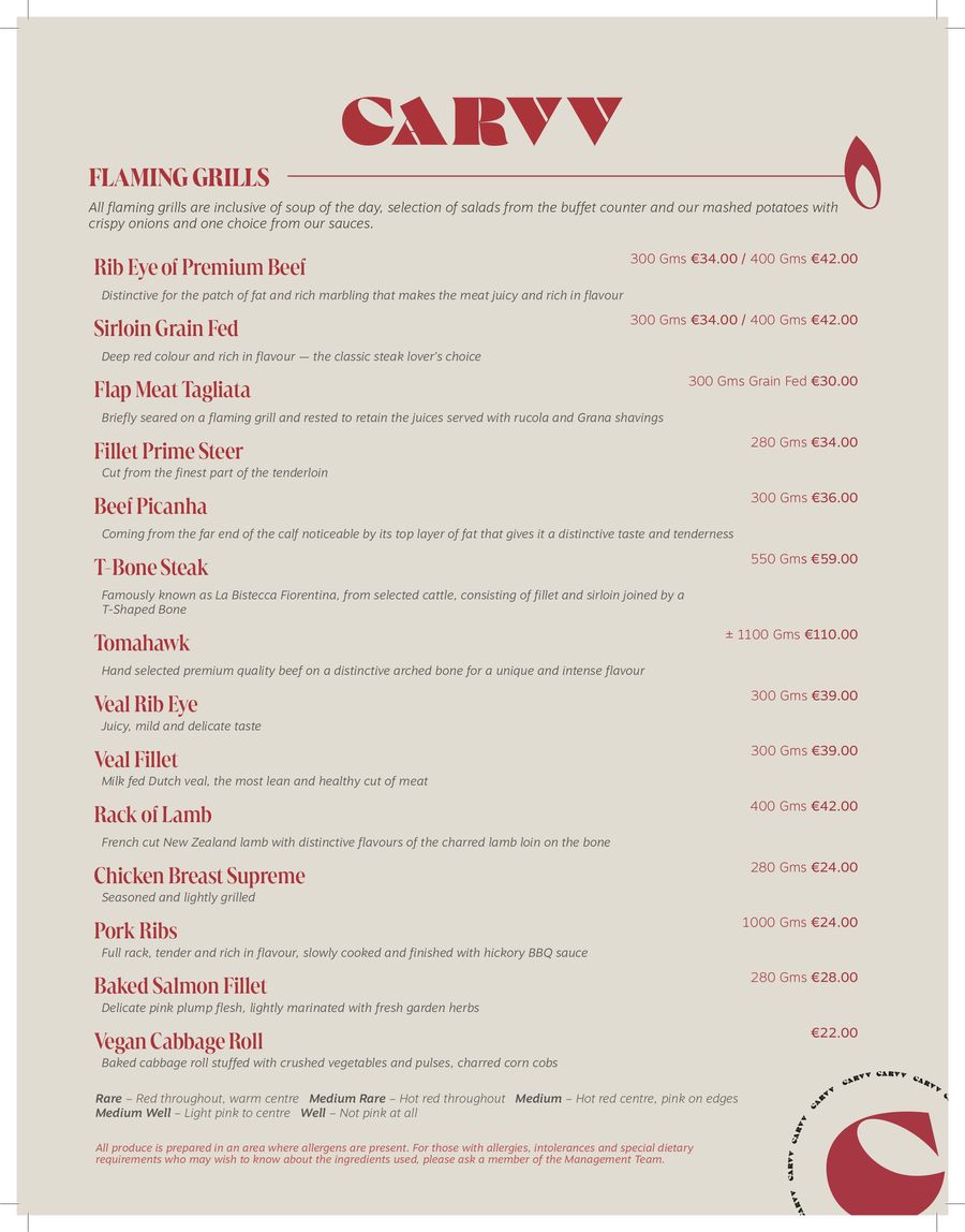 CARVV Food Menu by Hilton Malta - Flipsnack