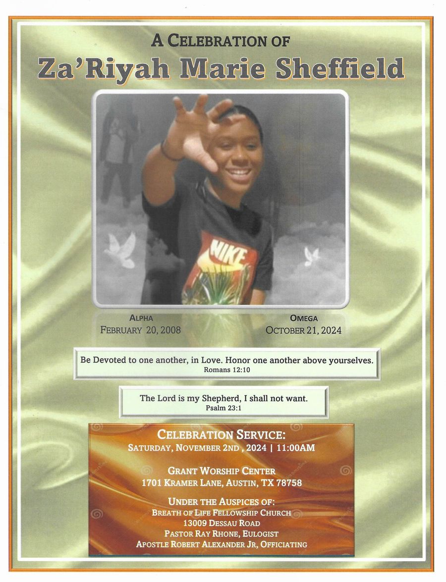 Za'Riyah Marie Sheffield Funeral Program by A Life... - Flipsnack