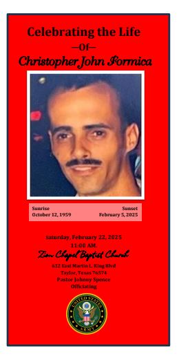 Christopher Formica Funeral Program by A Life... - Flipsnack