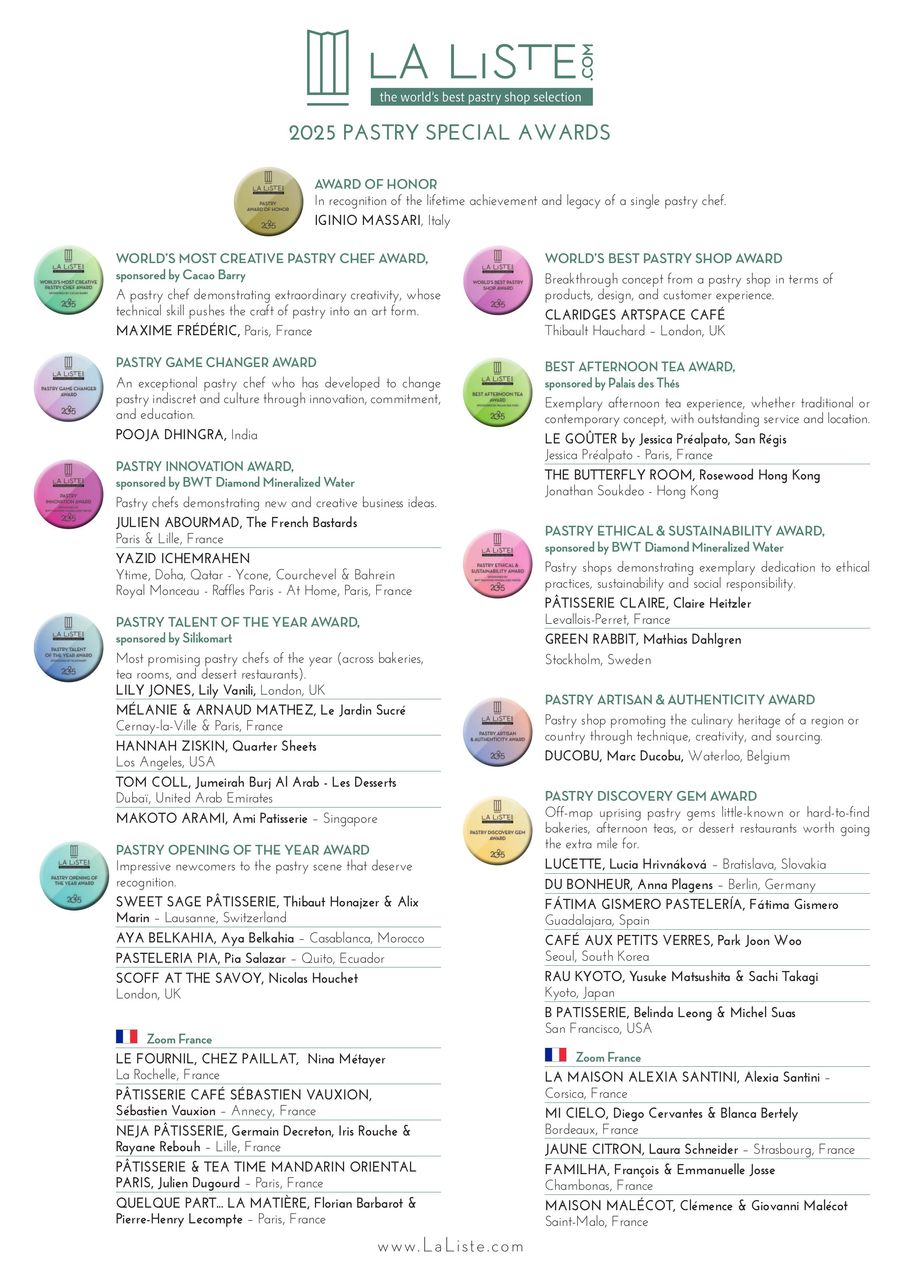 La Liste 2025 Pastry Special Awards Eng Final By Charles Guillot
