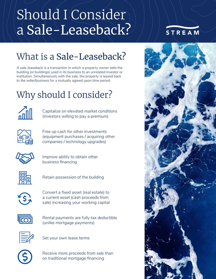 Sale-leaseback flyer by Stream Realty Partners
