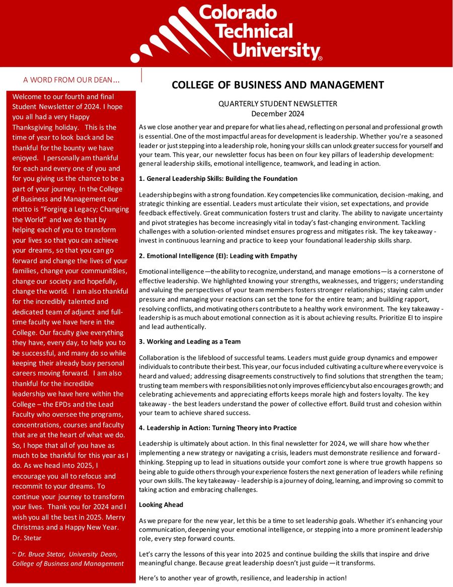 CTU Student Newsletter December 2024 by Lisa Goolsby - Flipsnack