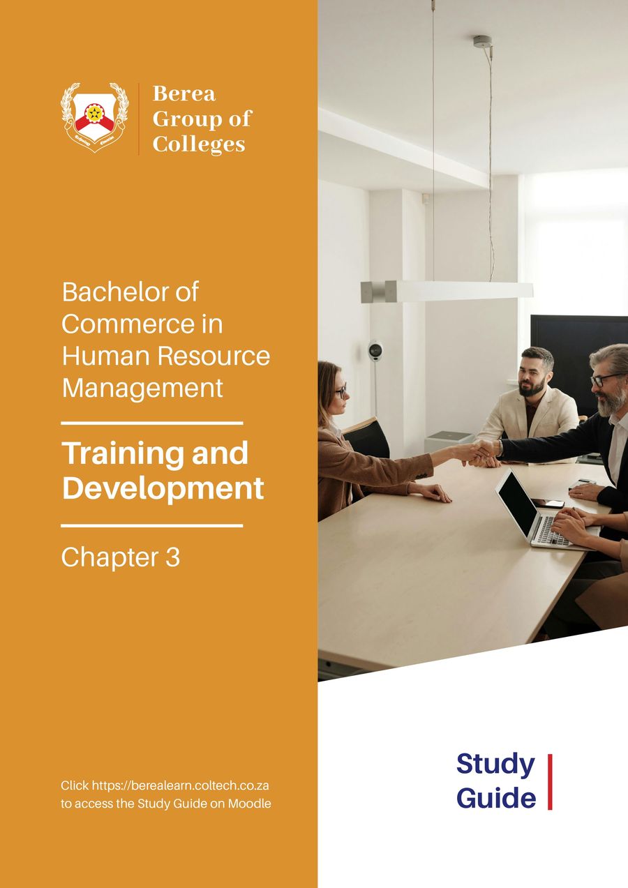 Bachelor of Commerce in HRM: Training & Development Chapter 3 by E-Publishing