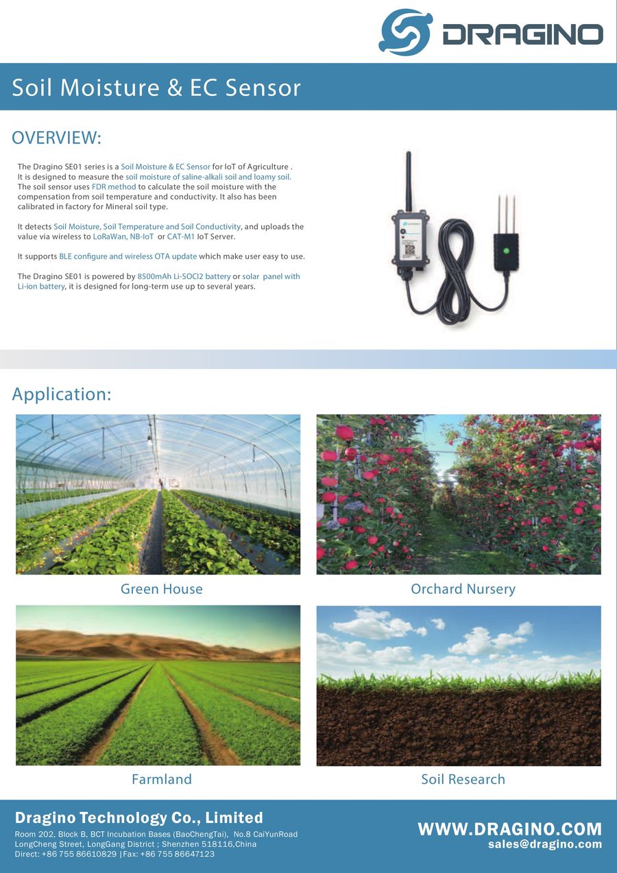 Datasheet_SE01-xB & SE01-xS_Soil Moisture & EC Sensor by Dragino ...