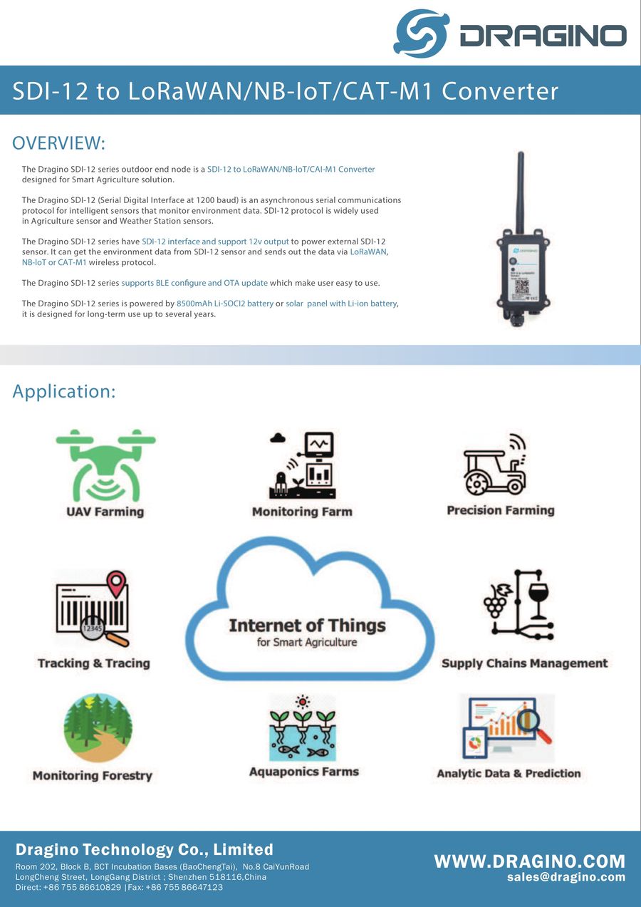 Datasheet_SDI-12-xB/xS_SDI-12 to LoRaWAN,NB-loT,CAT-M1 Converter by ...