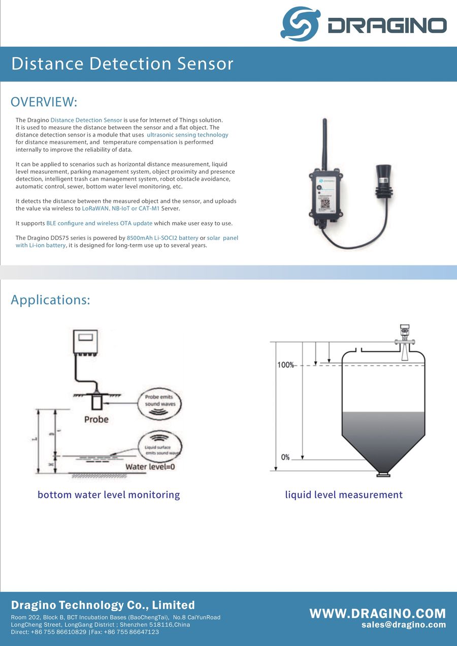 Datasheet_DDS75-xB & DDS75-xS_Distance Detection Sensor by Dragino ...