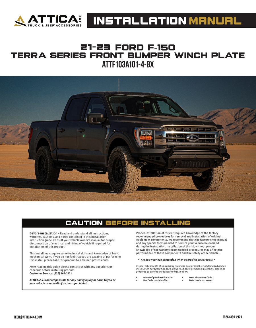 2021-2023 Ford F-150 Terra Series Winch Plate Install Guide by Attica 4x4 - Flipsnack