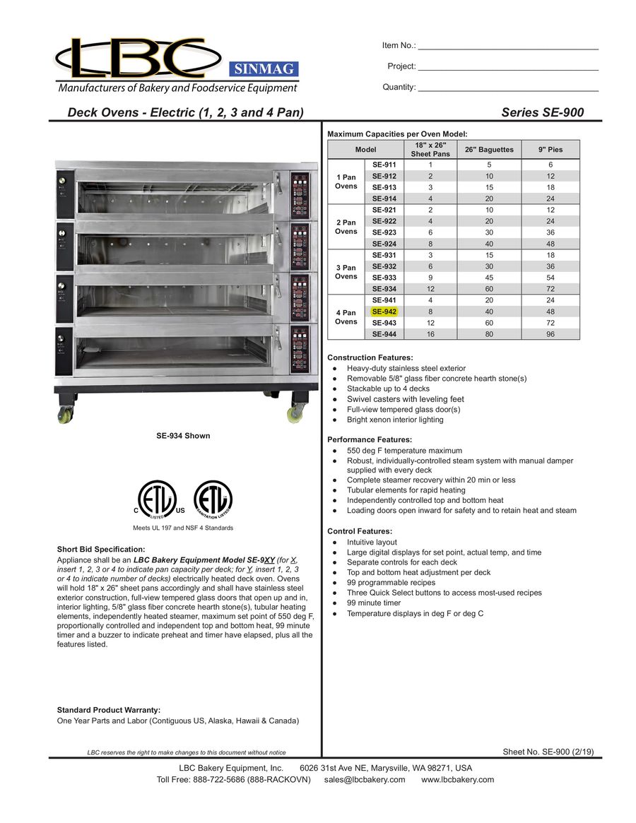 LBC Deck Oven SE-942 by Food... - Flipsnack