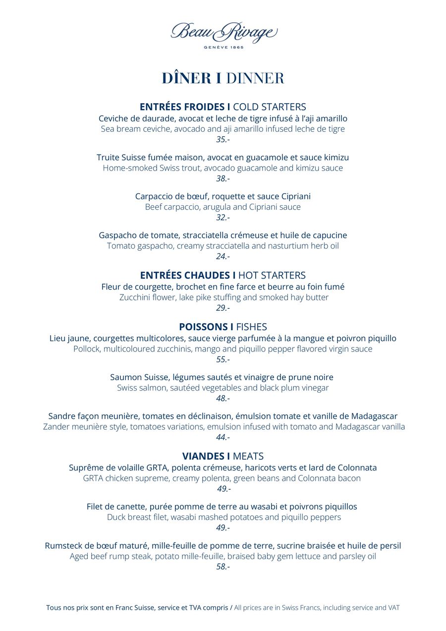 Beau-Rivage Dinner Menu by Beau-Rivage Genève - Flipsnack