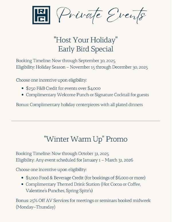 HRC Private Events Promotions by Houston Racquet Club - Flipsnack