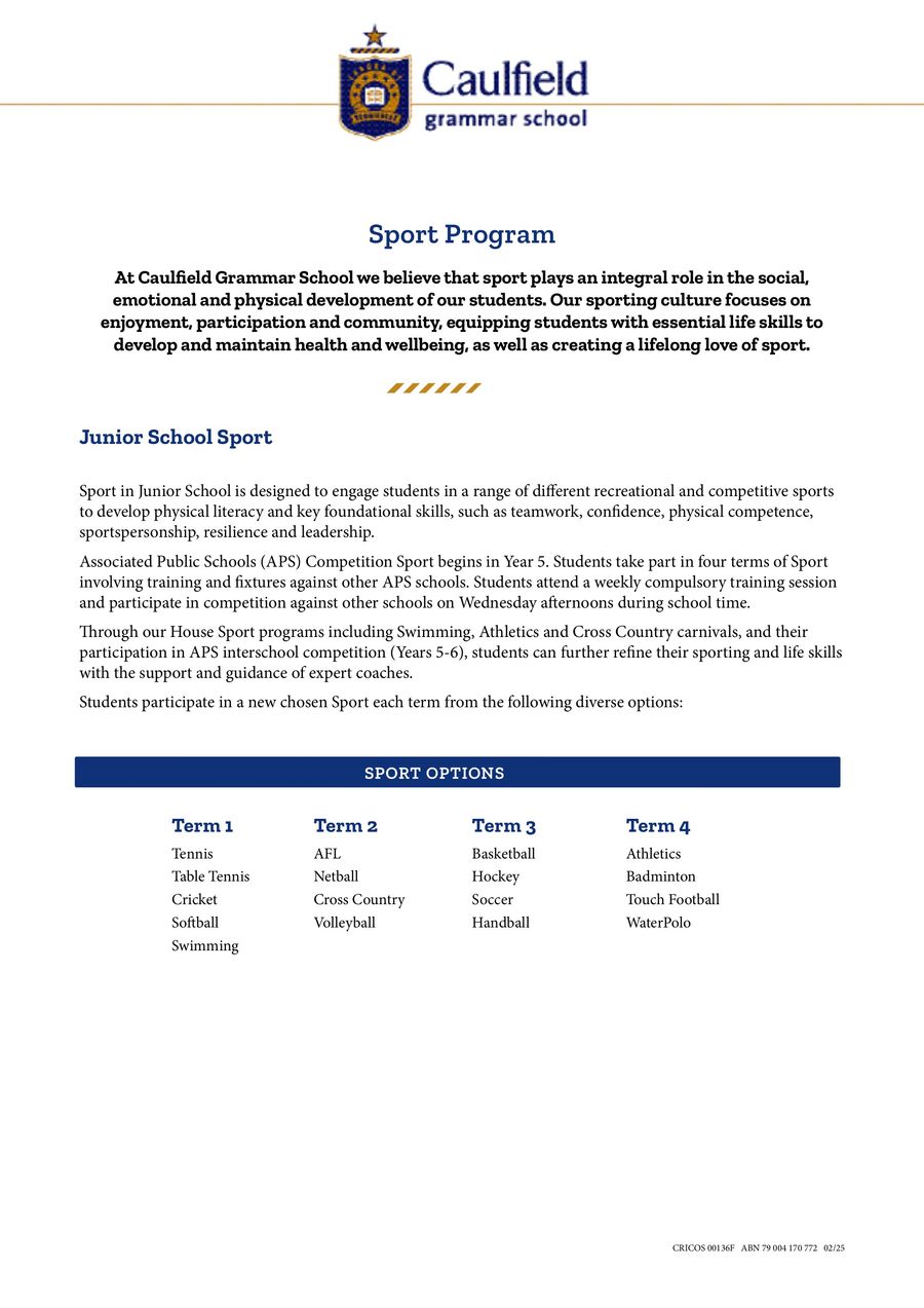 Sports Selection 2025 by Caulfield... - Flipsnack