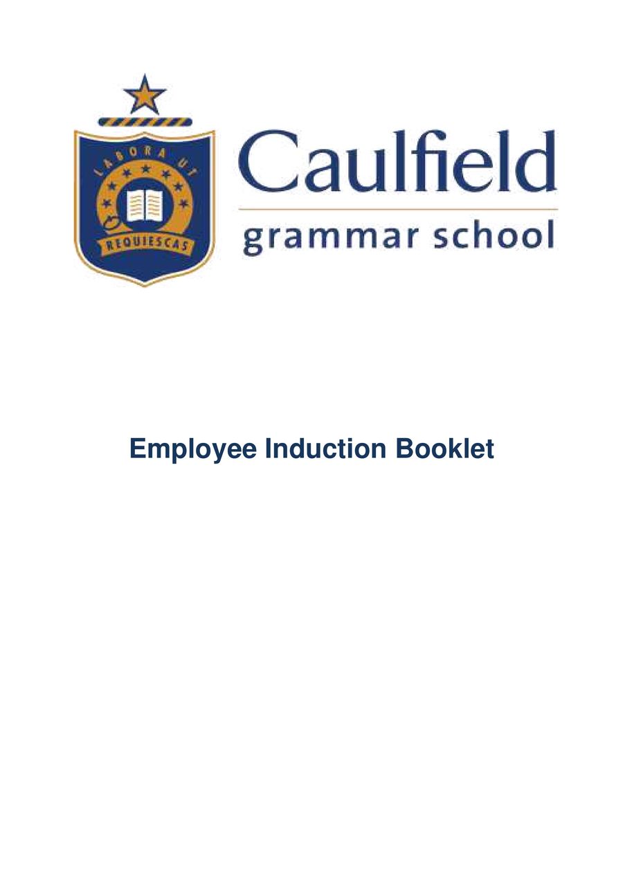 Employee Induction Booklet by Caulfield... - Flipsnack