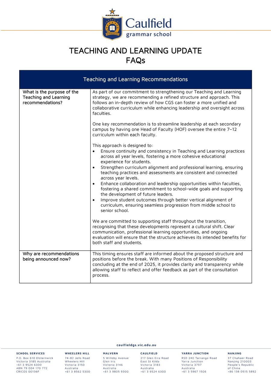 Teaching-and-Learning-Update-FAQs-Feb-2025-update by Caulfield ...