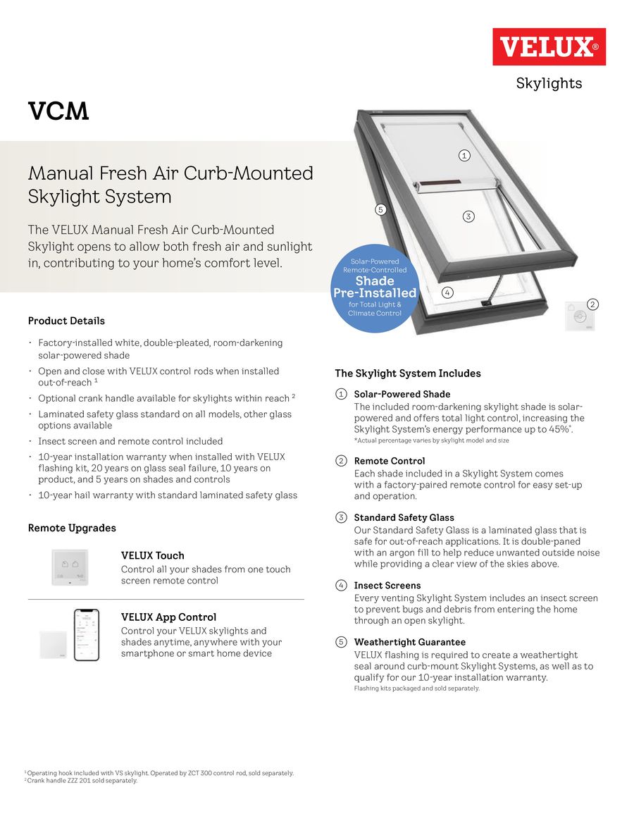 Manual Fresh Air Curb-Mounted Skylight System - VCM by VELUX Skylights