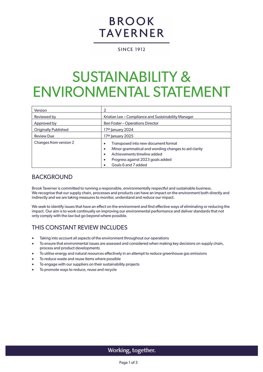 Brook Taverner Sustainability and Environmental Statement V2 by Jack ...