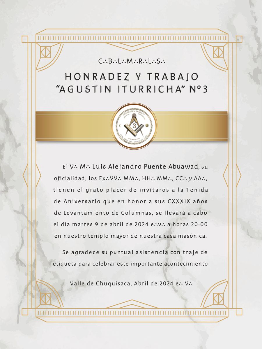 PROGRAMA • DE LA TENIDA DE ANIVERSARIO CXXXIX by Renato Arancibia ...