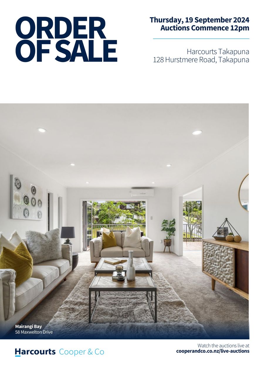 Order of Sale 19th September by Harcourts Cooper & Co