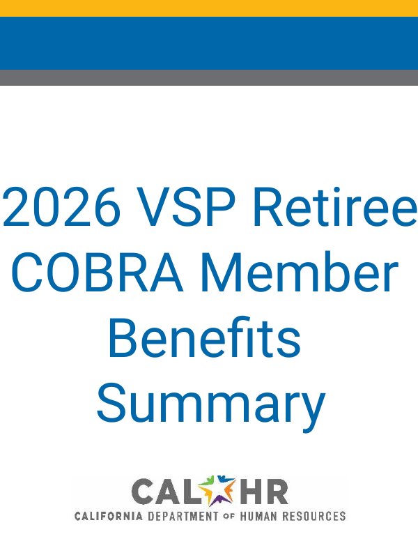 2026 VSP Retiree COBRA Member Benefits Summary by CalHR Benefits...