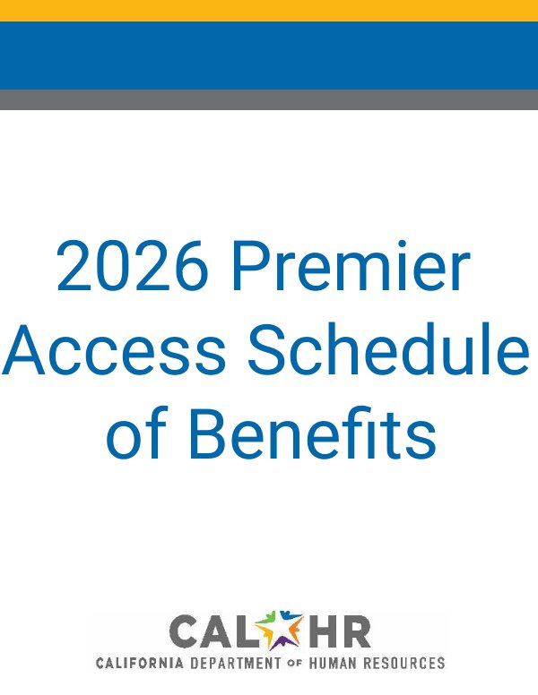 2026 Premier Access Schedule of Benefits by CalHR Benefits...