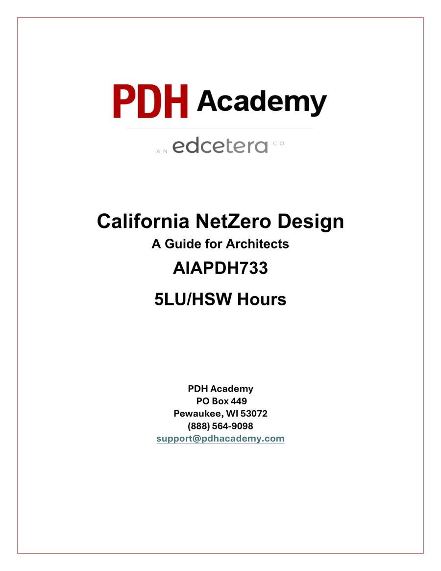 PDH Academy California NetZero Design – A Guide for Architects by Jim ...