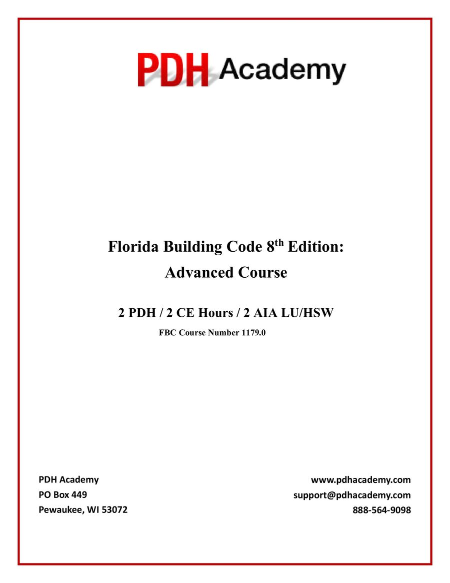 PDH Academy FL Building Code 8th Edition Architects & Engineers by Jim ...