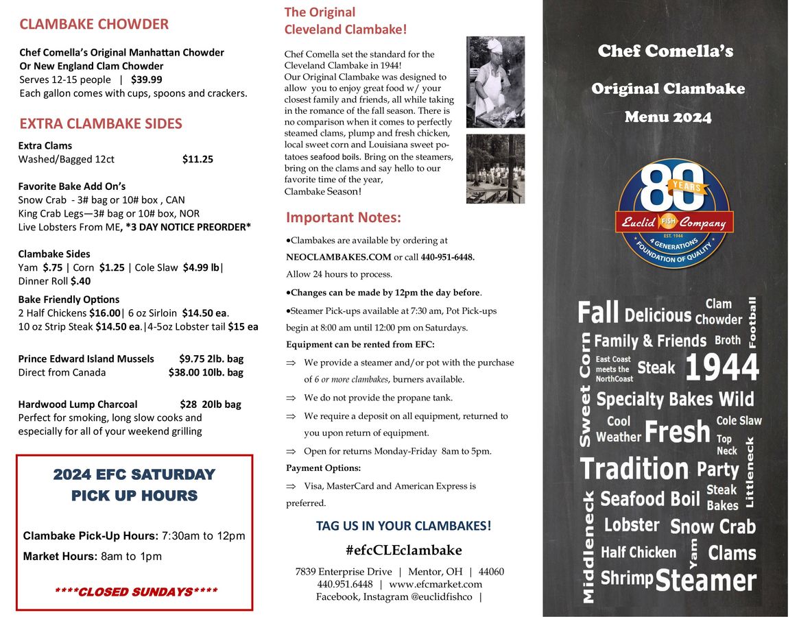 clambake menu 2024 revised by Euclid Fish - Flipsnack