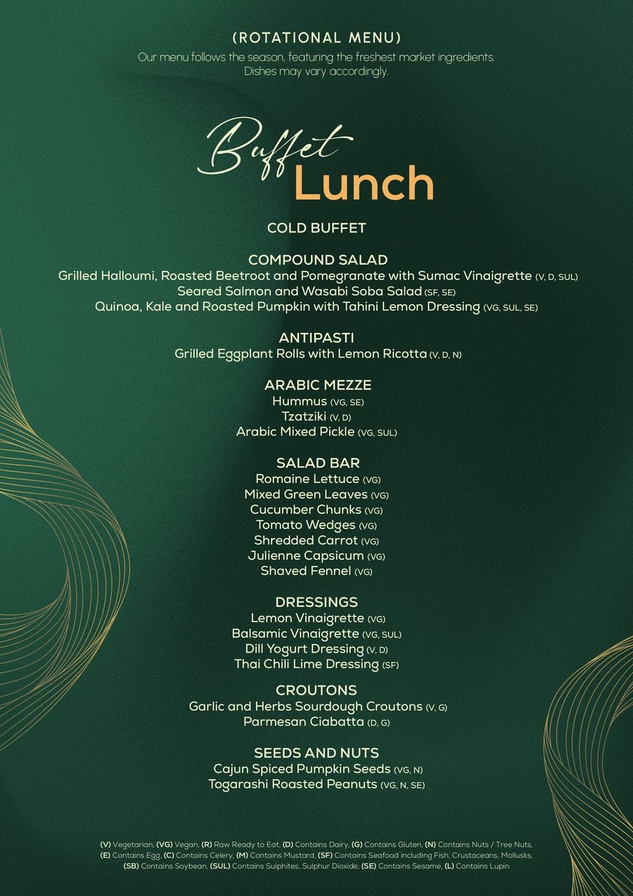 Sample Lunch Menu - East 14 - Ciel Dubai Marina by TFG Hospitality ...