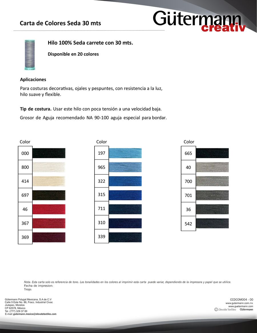 Carta de color hilo Seda 30m... - Flipsnack