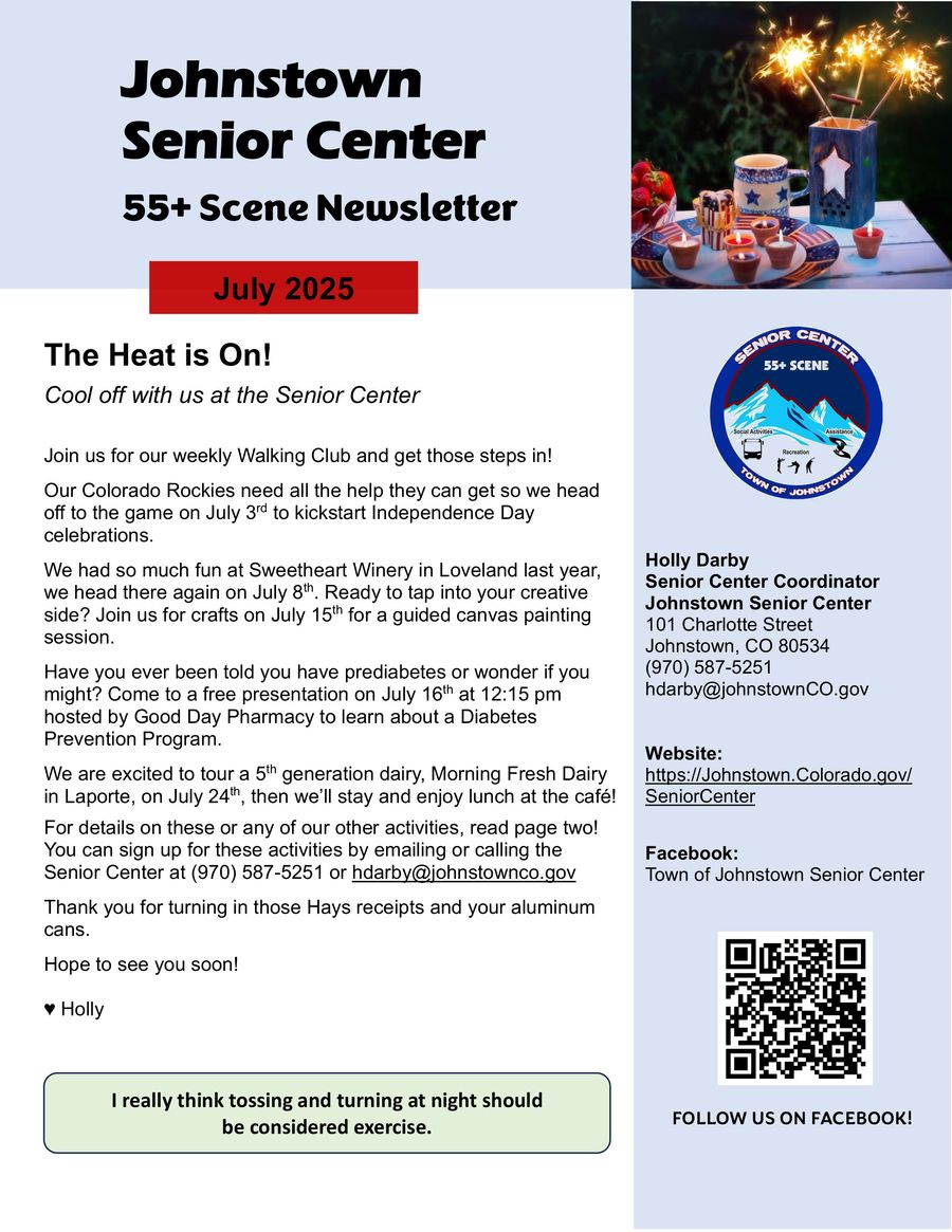 July 2025 Senior Center Newsletter by Town of Johnstown - Flipsnack