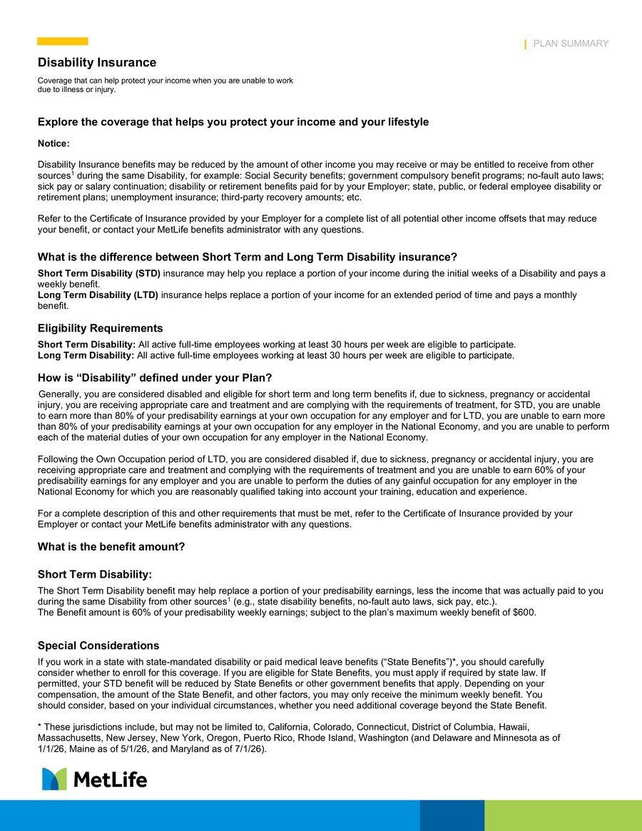 Angstrom USA LLC - 2025 Disability Plan Summary by Modi Benefits ...