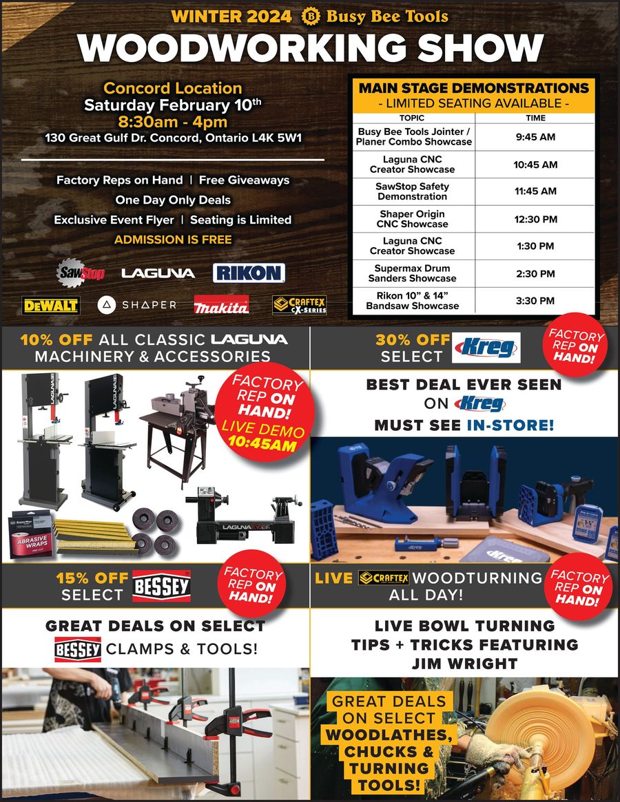 Concord Winter 2024 Woodworking Show 4 Page Flyer by busy bee tools ...