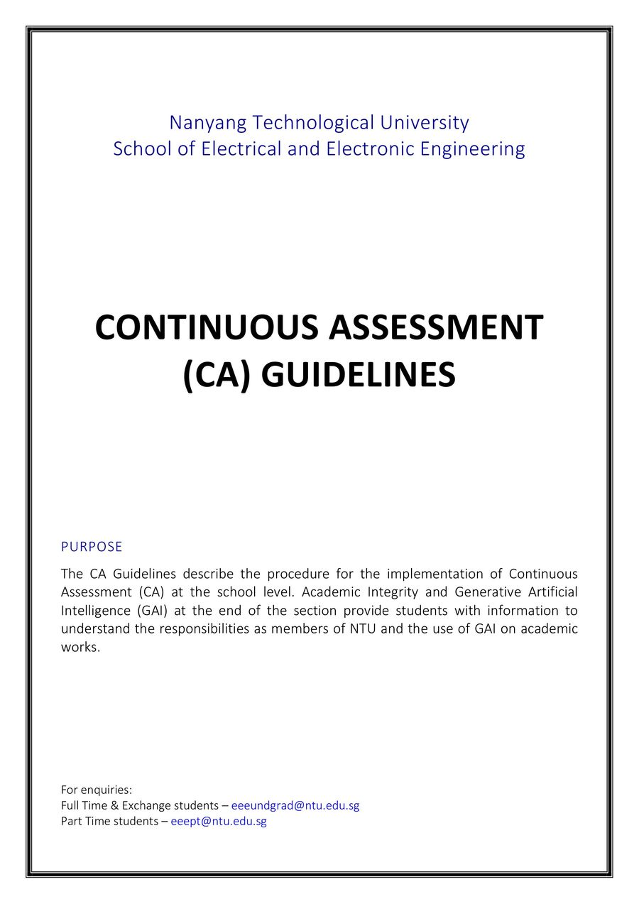 EEE CA Guidelines by NTU