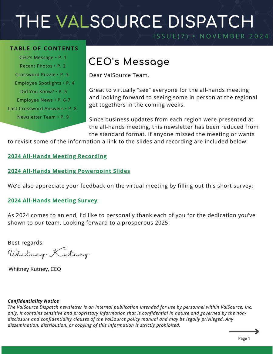 The ValSource Dispatch Newsletter - Issue 7 / Q3 2024 by Kristen ...