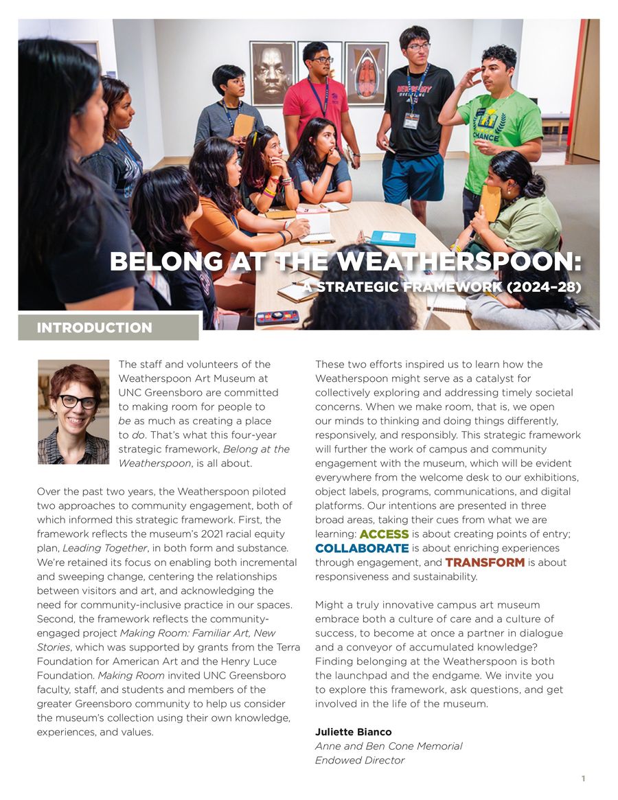 Weatherspoon Art Museum Strategic Framework 2024-28 by Loring Mortensen ...